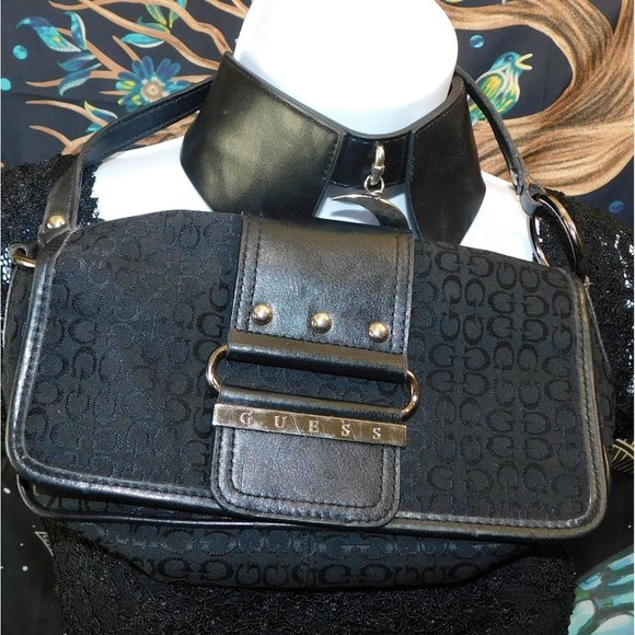 Guess | Bags | Guess Black Gothic Monogram Y2k Mini Shoulder Bag | Poshmark
